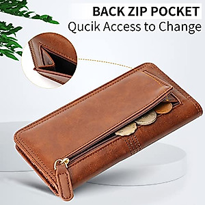 APHISON Wallet Women Ultra Slim Thin Leather Womens Wallet RFID Blocking Credit Card Holder Bifold Clutch Long Ladies Billfold