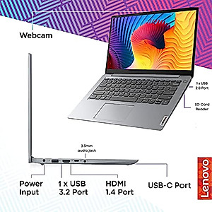 LENOVO 2022 Ideapad 1i 14.0" HD Student&Business Laptop, Intel Pentium N5030 Processor, 4GB RAM, 512GB SSD, Intel HD Graphics, HD Webcam, Gray, Win 11 Home, 1 Year Office 365, 32GB SnowBell USB Card