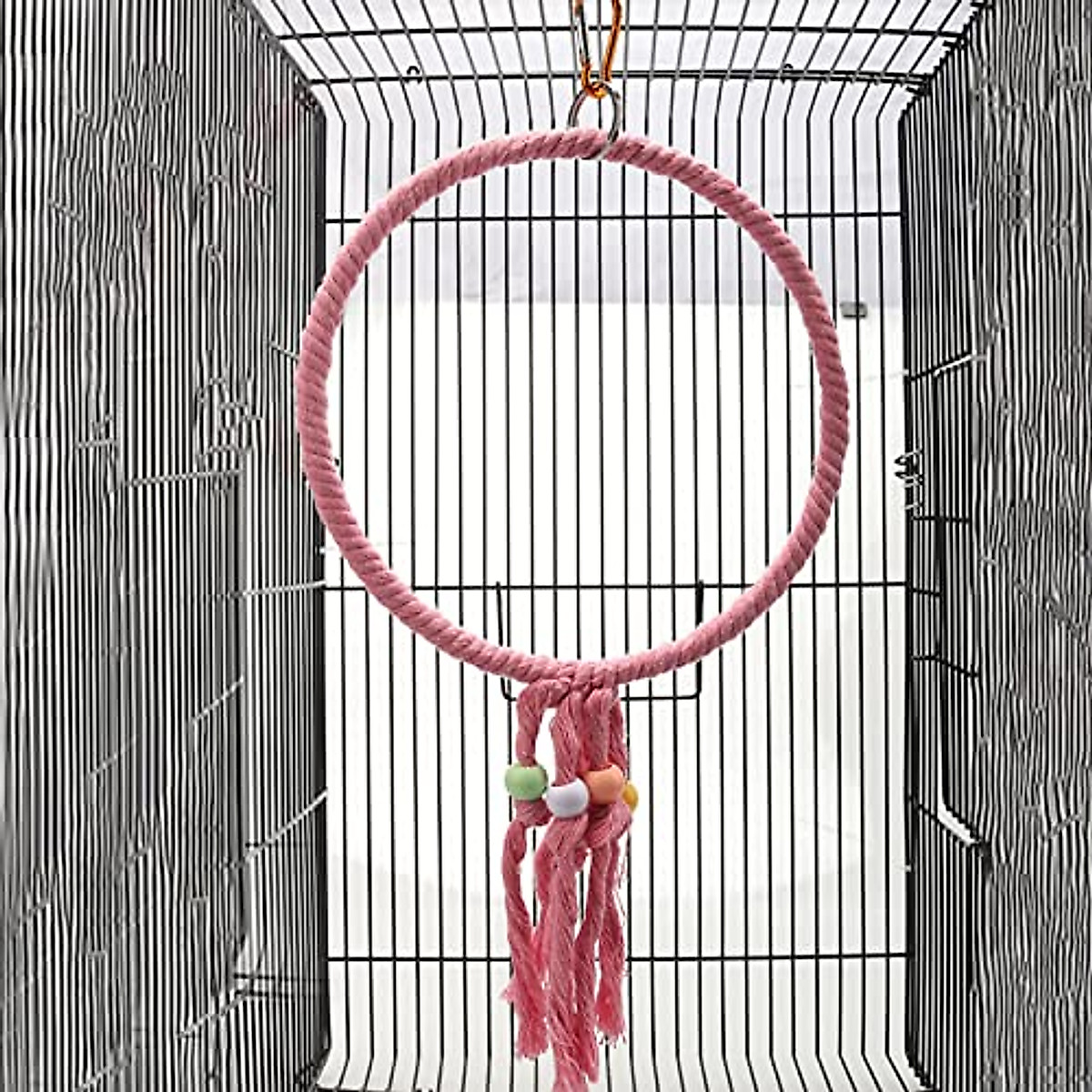 Yirtree Bird Toy Relieve Boredom Easy-Hanging Pet Parrot Birds Swing Cage Toy for Parakeet Pink L