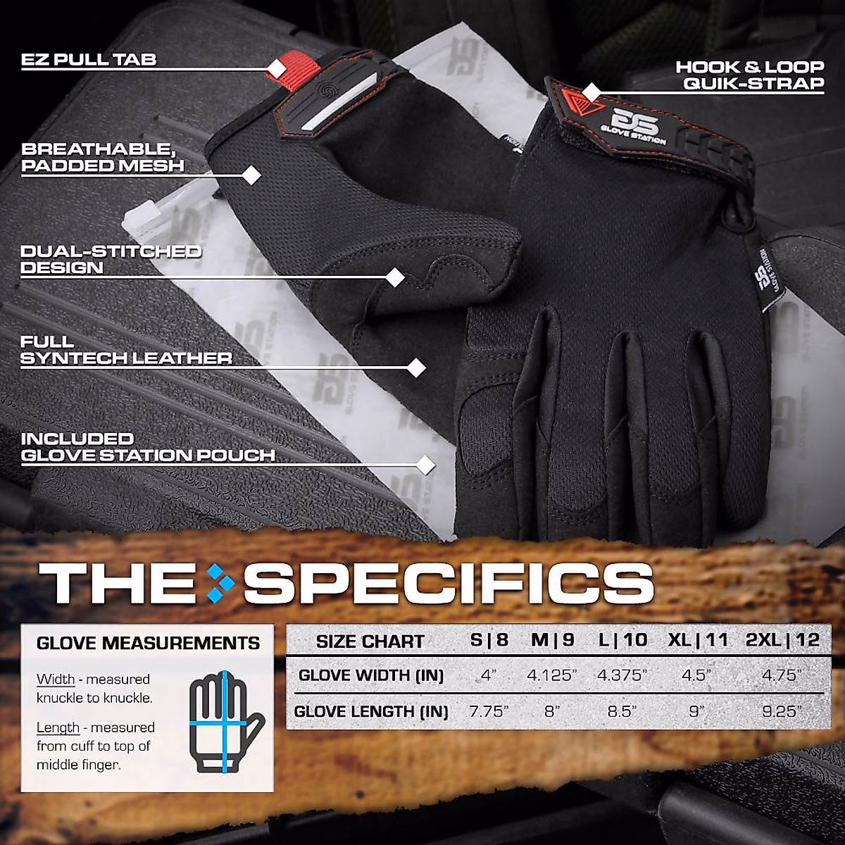 Glove Station Tactical Gloves for Men, Essential Series Covert Black, 2XL (1 Pack) - Dexterity Work Gloves, Mechanic Tactical Work Gloves, Heavy-Duty Protection for Utility & Outdoor Tasks