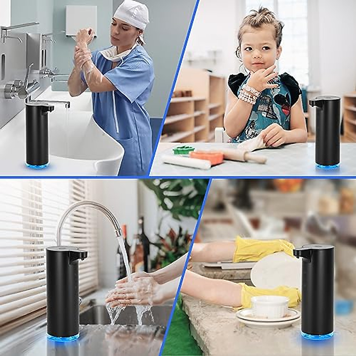 Soap Dispenser, Stainless Steel Touchless Soap Dispenser LAOPAO Rechargeable Automatic Foaming Soap Dispenser for Bathroom 9oz Foam Soap Dispenser Hand Soap Pump for Kitchen Xmas Gift