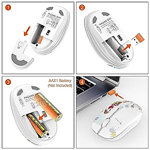 FMOUSE Cute Bluetooth Mouse, 2.4 GHz Wireless Mice with USB Receiver for Laptop, iPad, Mac, Silent Cartoon Mouse Suitable for Female and Students (Girl)