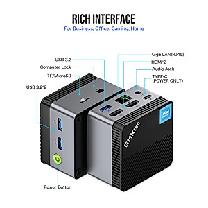 GMKtec Mini PC N97, G5 Micro Desktop Computer, 12th Gen Intel Alder Lake N97 (up to 3.60GHz) 12GB DDR5 256GB Hard Drive for Business, School, Office