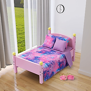 K.T. Fancy 8 PCS 18 Inch Girl Doll Clothes and Accessories Sleeping Sheet,Pajamas,Eye Mask,Unicorn Slippers,Pillow(Doll and Bed are Not Included)