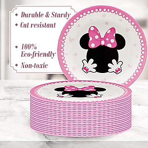 AMZPTBOY 40 Pcs Pink Mouse Birthday Party Supplies,Mouse Party Supplies Tableware Paper Plates,7Mouse Dessert Plates for Girls Mouse Themed Party Baby Shower Pink Mouse Birthday Decorations