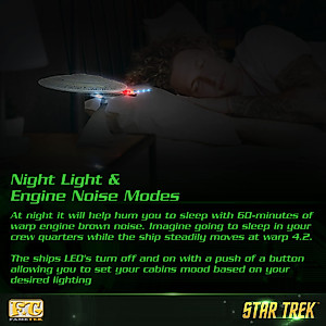FAMETEK Star Trek U.S.S. Enterprise 1701-D – Replica Bluetooth Speaker, Engine Noise Sleep Machine, Night Light, Sound Effects – Memorabilia, Gifts, Gadgets, Collectibles for Star Trek Fans