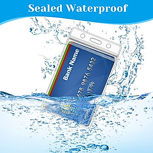 6 Pack Badge Holder, Plastic ID Badge Holder, Clear Waterproof ID Card Holder with Resealable Zip, 2.5" x 3.8" Vertical Name Tag Holder for Nurses and Office, Fits ID Card/Credit Card/Student Card