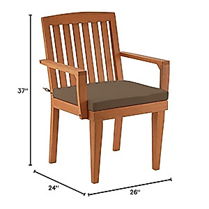 National Outdoor Living Eucalyptus Wood Patio Dining Armchair with Chocolate Brown Cushion