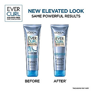 L'Oreal Paris EverCurl Sulfate Free Conditioner for Curly Hair, Lightweight, Anti-Frizz Hydration, Gentle on Curls, with Coconut Oil, 2 Count (8.5 Fl; Oz each) (Packaging May Vary)