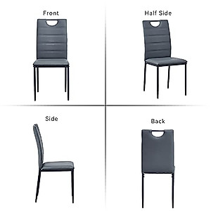 Modern Dining Chairs Set of 4 w/PU Leather Seat 300 Lbs Capacity Mid Century Dining Room Chairs Upholstered Kitchen Chairs w/Metal Legs for Restaurant/Living Room/Waiting Room/Farmhouse - Gray