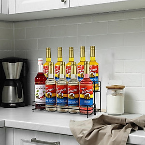 Coffee Syrup Organizer Rack 10 Bottles Syrup Bottle Holder Stand For Coffee Bar Accessories, 2 Tier Wine Bottle Storage Rack For Syrup, Wine, Liquor, Coffee Station Organizer For Kitchen Countertop