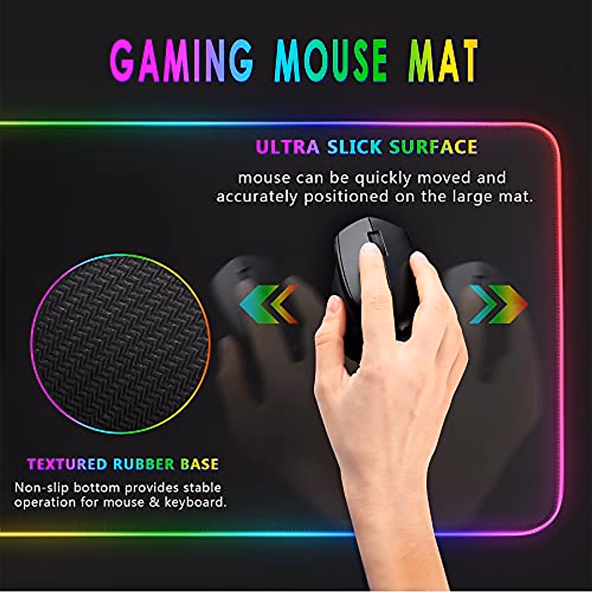 31.5"X12" RGB Gaming Mouse Pad, Large LED Mousepad with 11 Lighting Modes, Soft Non-Slip Rubber Base Mouse Mat for Computer Desk Keyboard, Waterproof XL Gaming Mousepad.