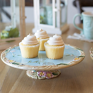 Fitz and Floyd Toulouse Footed Cakeplate Serving Platter, 11-Inch, Multicolor