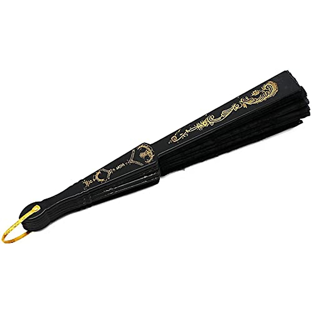 Hithop Hand Fan (Black) - Elegant Fabric Folding Hand Fan - Snaps Open, Easy to Handle. Cools effortlessly. Perfect Ballet and Dance Fan.