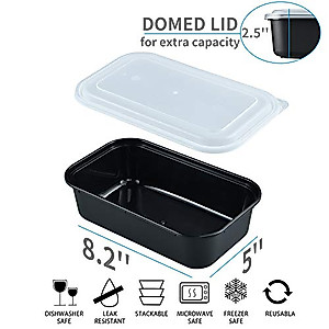 Plastic Meal Prep Containers, 32 oz, 10 PACK, Food Storage Disposable Containers with Lids Airtight, Togo Food Containers for Frozen Meal, Reusable Lunch Bento Box, Microwave and Freezer Safe