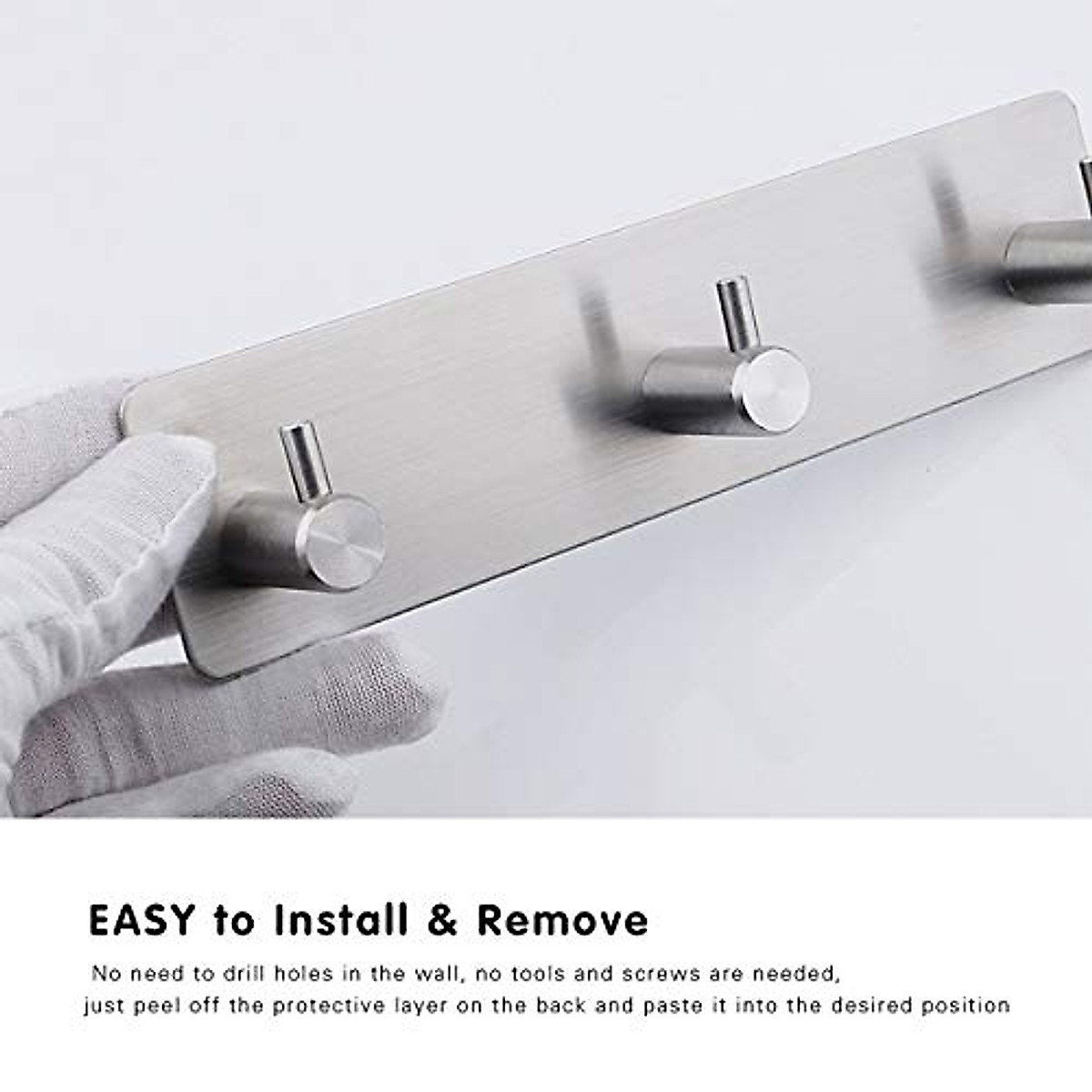 Adhesive Hooks Heavy Duty Stick on Wall Door Waterproof Stainless Steel Hooks for Hanging Coat Hat Towel Robe in Kitchen Bathroom Home Hanging Rack