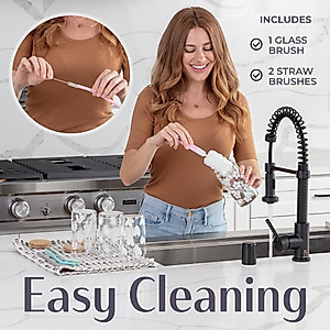 Drinking Glasses with Bamboo Lids - 16oz Glass Cups with Airtight Lid and Wide Silicone Straws - Set of Four - Can Shape Glassware with Fun Designs