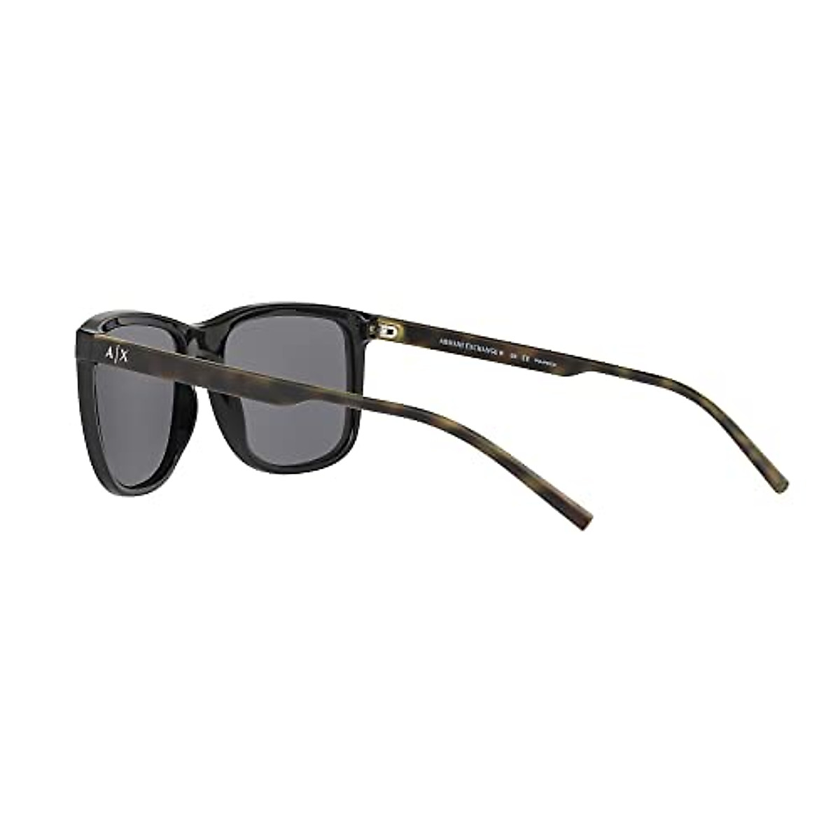 A|X ARMANI EXCHANGE Men's AX4070S Square Sunglasses, Black/Grey Polarized, 57 mm