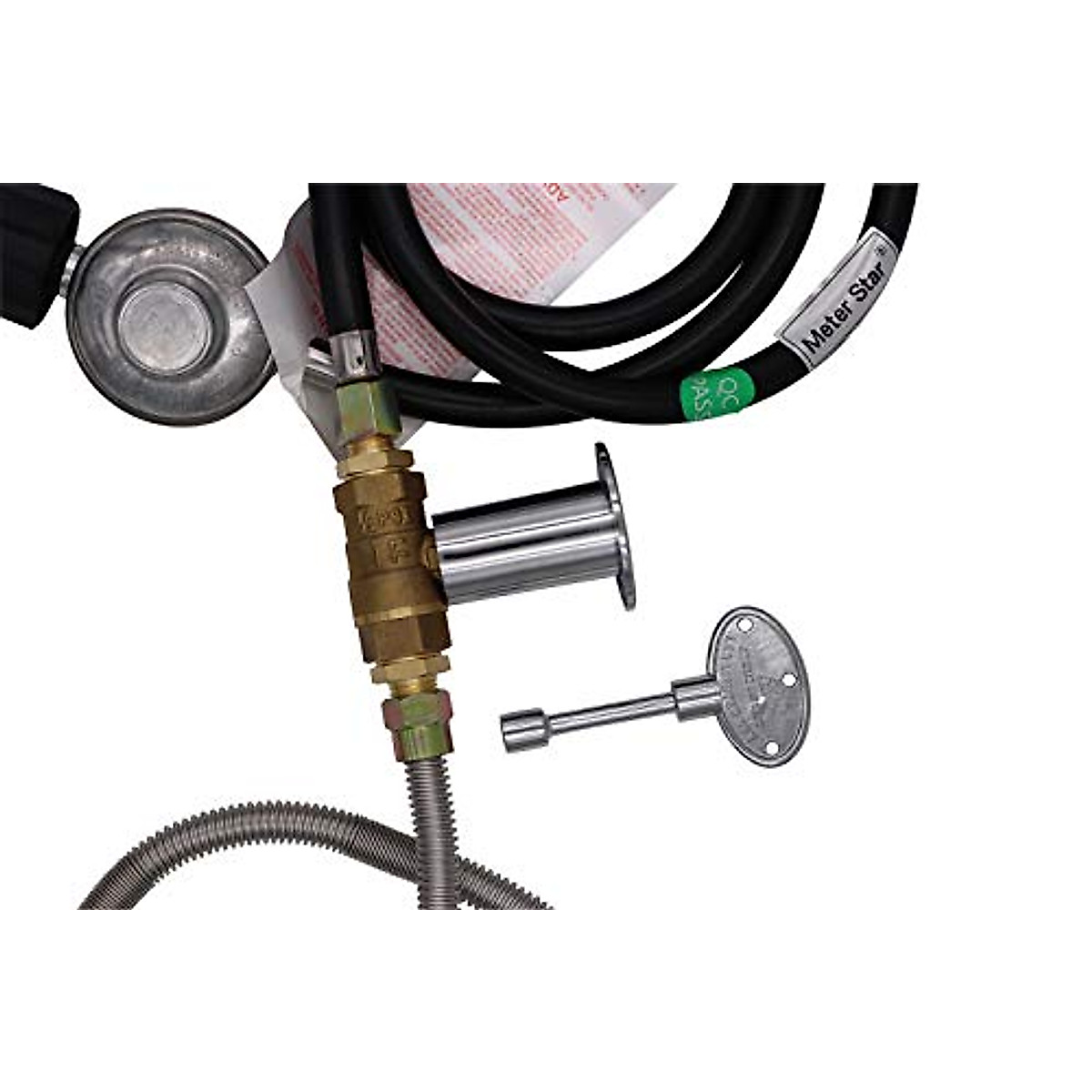 METER STAR Propane Fire Pit/Fireplace Parts Propane Gas Control Valve System Regulator Valve with Hose and Key Kit,Max 90,000 BTU