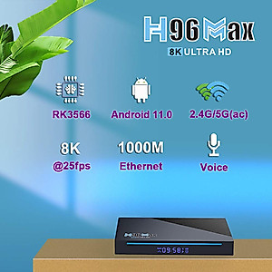 8GB 128GB H96 Max RK3566 Android TV Box RK3566 Quad Core Android 11.0 2.4G/5G WiFi 1000M LAN BT4.0 USB3.0 Support 4K 60fps H.265 HDR Box with i8 Keyboard