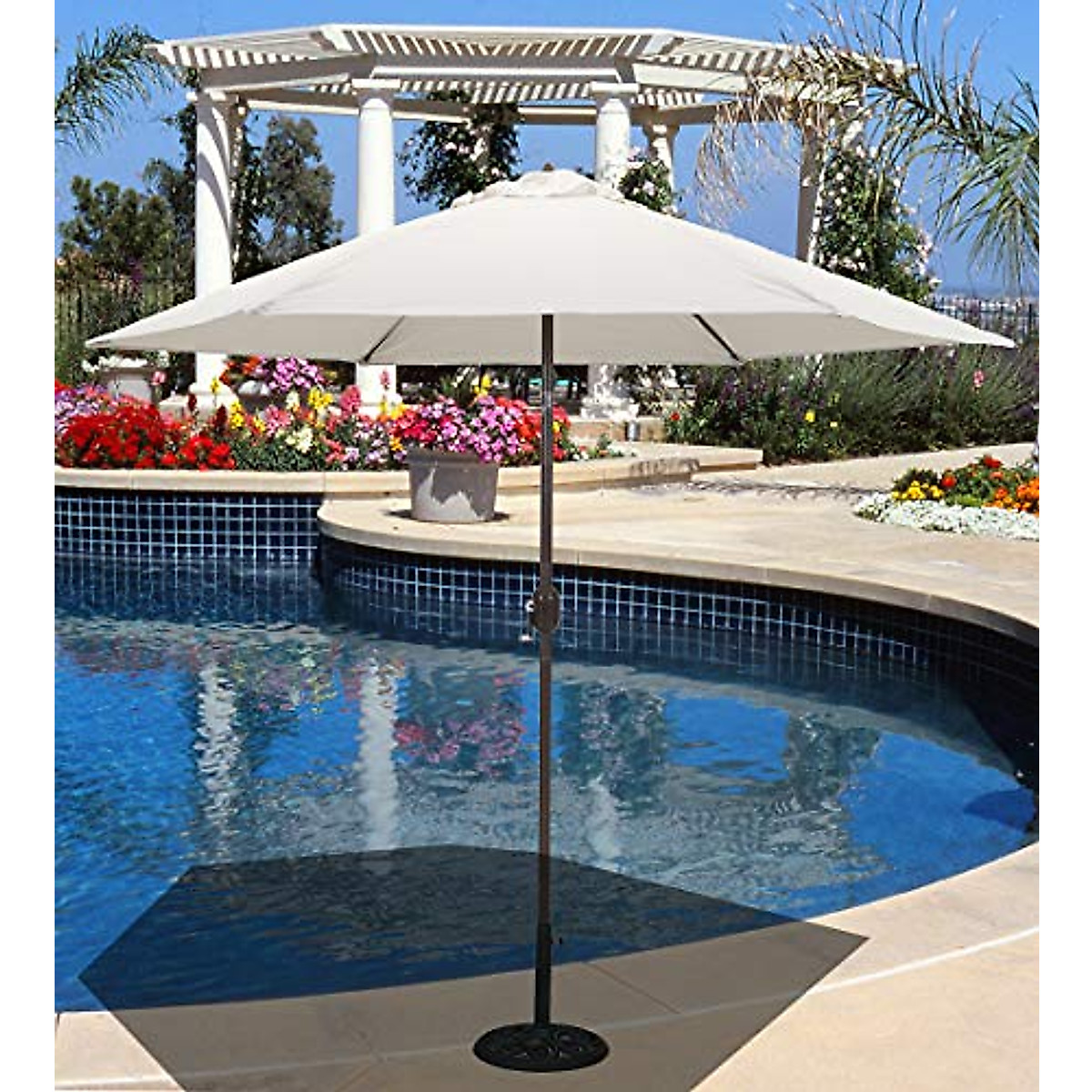 TropiShade 9 ft Bronze Aluminum Patio Umbrella with Antique White Polyester Cover (Base not included)
