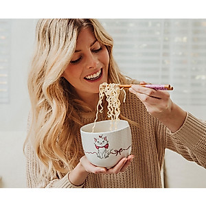 Disney The Aristocats Marie 20-Ounce Ceramic Ramen Bowl and Chopstick Set