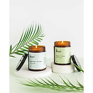 Kuyi Essentials Hand-Poured Premium Scented Aromatherapy Soy Candles for Home, Gifts for Women, 9oz Jar, 70 Hour + Burn Time (Sage & Citrus)