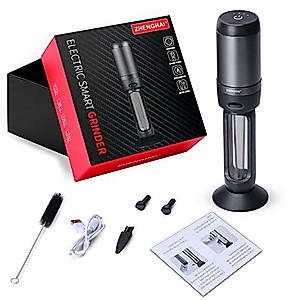 Electric Smart Herb and Spice Grinder, Grinding Fill Integrated. Two-way Automatic, Upgrade Sharp teeth, Fine Grind, For Fluffy Product (Black)