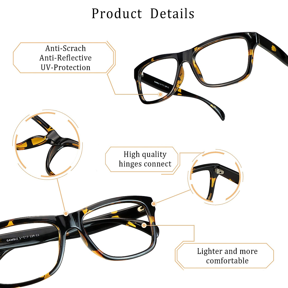 LifeArt Blue Light Blocking Glasses, Anti Eyestrain, Computer Reading Glasses, Gaming Glasses, TV Glasses for Women and Men, Anti UV, Anti Glare (Tortoise, No Magnification)