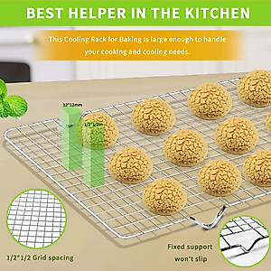 UOUYOO Cooling Rack for Baking, Set of 2 Stainless Steel, 16x10 Inches Baking Rack Oven Safe Grid Wire Racks for Roasting, Grilling, and Drying, Oven Safe and Dishwasher Friendly