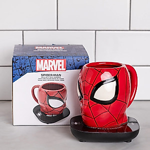 Uncanny Brands Spider-Man Mug Warmer with Spidey Molded Mug – Keeps Your Favorite Beverage Warm - Auto Shut On/Off