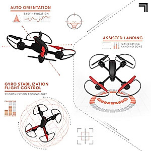 Sharper Image 10” Mach X Long Range Drone with Streaming Camera, LED Lights, 2.4 GHz, Auto-Orientation, Assisted Landing and Gyro Stabilization Control, Capture Panoramic Videos, Rechargeable Battery, 1 Count(Pack of 1)