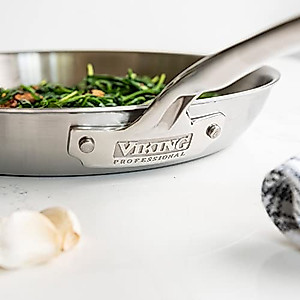 Viking Culinary Professional 5-Ply Stainless Steel Fry Pan, 12 Inch, Ergonomic Stay-Cool Handle, Dishwasher, Oven Safe, Works on All Cooktops including Induction