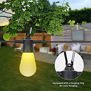 Foruly Smart LED Outdoor String Lights, 48ft RGB Patio Hanging Lights IP65 Waterproof Shatterproof Color Changing String Lights for Backyard Garden Cafe Party Wedding