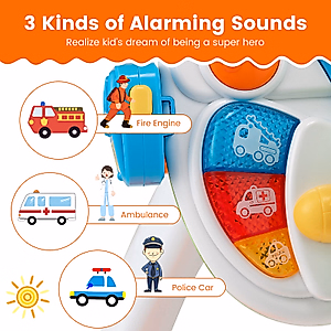 HONEY JOY Steering Wheels Toys for Toddler Boys Girls, Pretend Play Learning Driver Toy Cars for Preschool Baby, Lights & Music, Interphone, Pedal, My First Driving Educational Musical Toy w/Stool