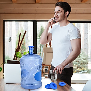 Kinggrand Kitchen 5 Gallon Water Jug Cap Matches Water Bottle Dispenser 4 Pack Reusable Water Bottle Cap Silicone No Spill Top Lid Cover Fits 55mm Bottles