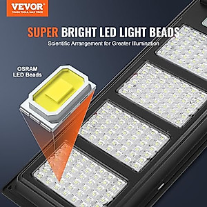 VEVOR 400W Solar Street Light, LED Solar Flood Lights Outdoor 40000lm with Infrared Remote Control, IP66 Waterproof Security Solar Motion Sensor Lamp for Garden Yard Home Path Garage Parking Lot