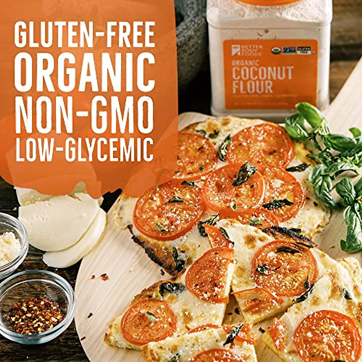 BetterBody Foods Organic Coconut Flour 2.25 Pound Jar, Naturally Gluten-Free White Flour Alternative with a Slight Coconut Taste and Aroma, 23% Dietary Fiber per Serving