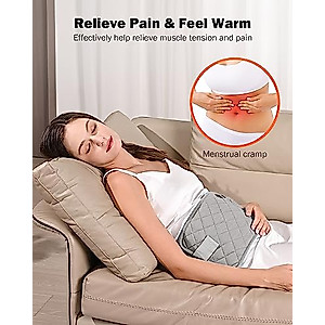 Cordless Heating Pad, Portable and Rechargeable for Back Pain, Neck and Shoulders and Cramps, Ultra-Soft 9.8" x 15.7" with Adjustable Strap, 3 Heat Settings & Fast Heating, w/ 5000mAh Battery - Gray