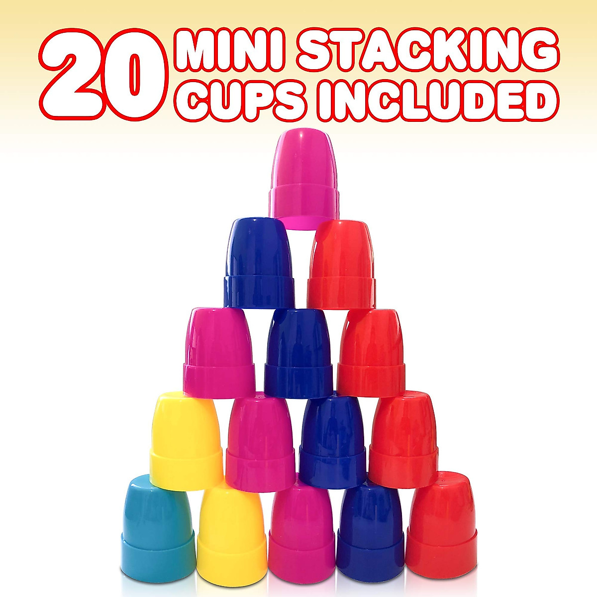 Gamie Stacking Cups Game- with 54 Challenges, 20 Stacking Cups, Bell and Instruction Sheet- Educational Color and Shape Matching Game- Classic Quick Stacks Set for Boys, Girls, Teens, Adults