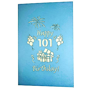 iGifts And Cards Happy 101st Birthday With Lots of Presents 3D Pop Up Greeting Card - Awesome, Cute, Fun, Gift, Unique, Special Occasion, Celebration, Husband, Wife, Best Friend, Congratulations