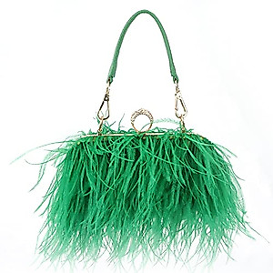 KUANG! Real Natural Ostrich Feather Clutch Evening Bag Fashion Handbag Purse for Banquet Party