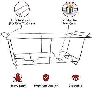 6 Pack Chafing Wire Rack Buffet Stand Chrome Frame for Events, Parties, Wedding, & Birthday Party Catering, Full Size Chafing Stand for Dish Serving Trays, Food Warmer Catering Supplies