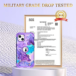 Hocase for iPhone 13 Case, with 2pcs Screen Protectors and 1pc Camera Protector, Shockproof Heavy Duty Soft Silicone Rubber+Hard PC Hybrid Protective Case for iPhone 13 (6.1") 2021 - Purple Meets Blue