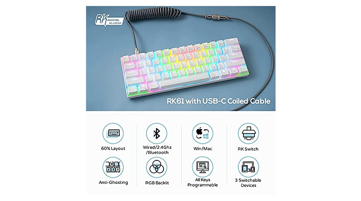 RK61 60% Mechanical Keyboard - Wired & Wireless RGB