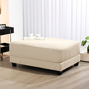 Bumblr Corduroy Ottoman for Modular Sectional Sofa, Modern Movable Ottoman Footrest for Living Room, Bedroom and Office, Beige