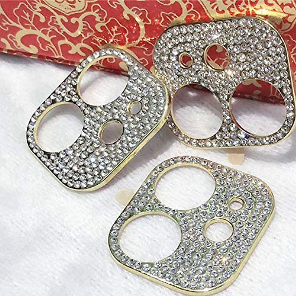 LUOWAN [2 Pack] Bling Crystal Camera Lens Protector Compatible with iPhone 11/iPhone 12 Mini, Rear Camera Cover 3D Bling Diamond Lens Cover(Silver)