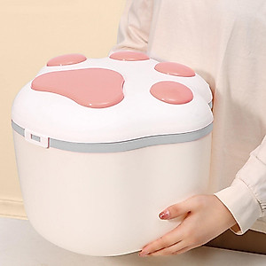 MagiDeal 10KG Large Capacity Food Storage Container, Cereal Rice Flour Dispenser Box with Lids, Sealed Can, Pink