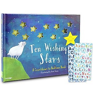 Piggy Toes Press Ten Wishing Stars: A Countdown to Bedtime Book Bundle ~ Glow in The Dark Bedtime Counting Book for Toddlers, Babies with ABC Stickers (Toddler Learning Books)
