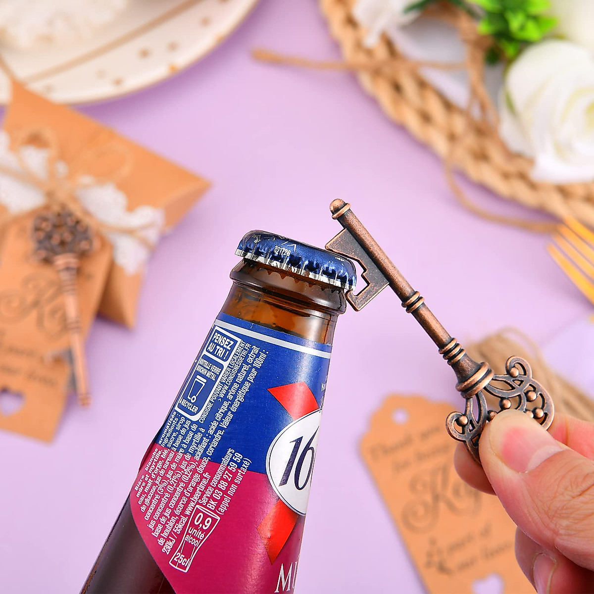 100 pieces retro Hollowed out skeleton Key Bottle opener Wedding gift wedding party return gift to guests